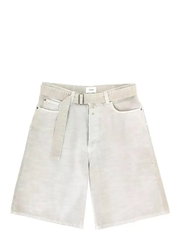 HAIKURE Belted Denim Wide Leg Shorts - Neutrals