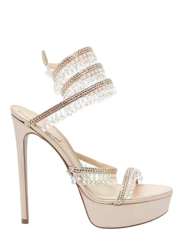 Rene Caovilla Rhinestone Embellished Heeled Sandals - Neutrals
