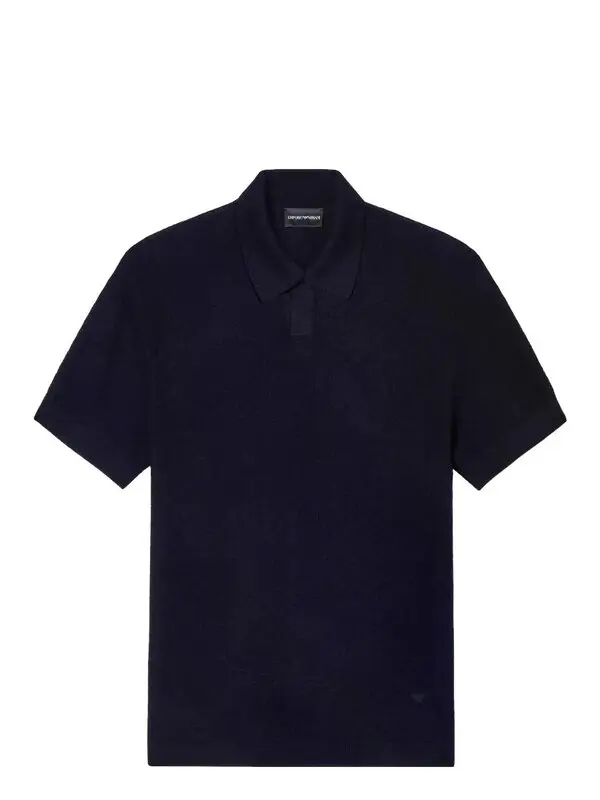 Emporio Armani Textured Polo Pullover - Blue