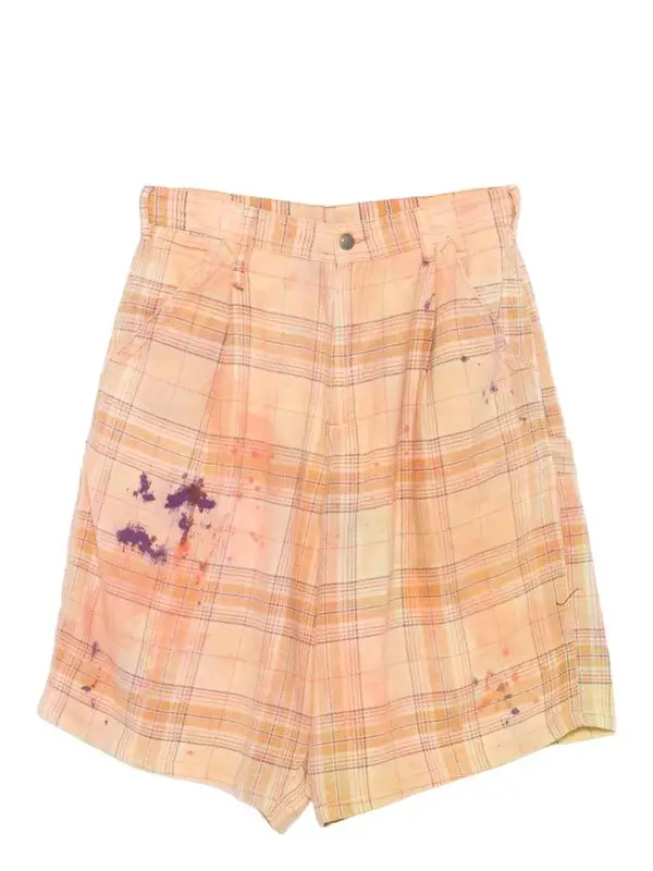 R13 Jesse Plaid Carpenter Shorts - Orange
