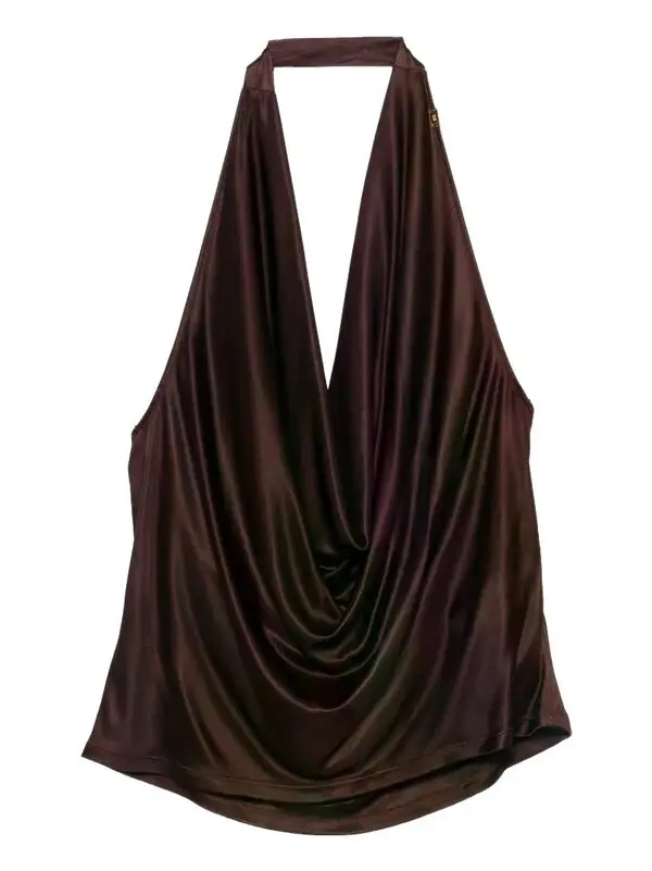 Elisabetta Franchi Halterneck Draped Top - Brown