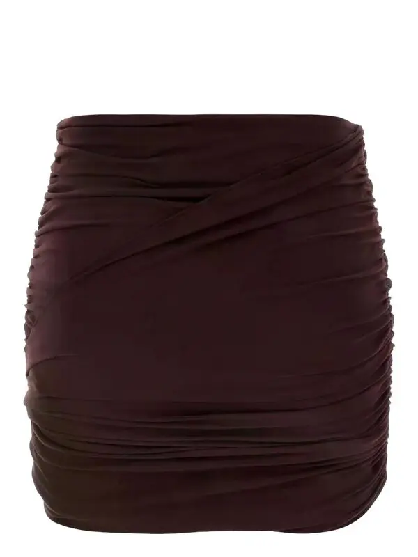 Magda Butrym Draped Ruched Mini Skirt - Brown