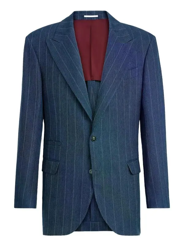 Brunello Cucinelli Chalk-stripe Blazer - Blue
