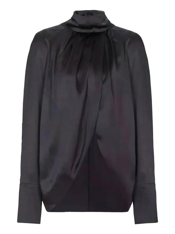 Balmain Draped Silk Blouse - Black