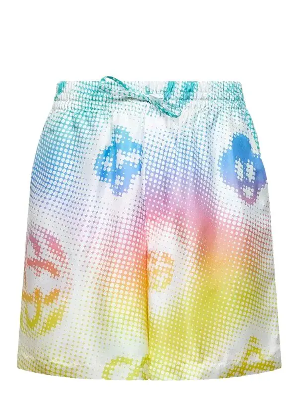Casablanca Elasticated Monogram Print Shorts - White