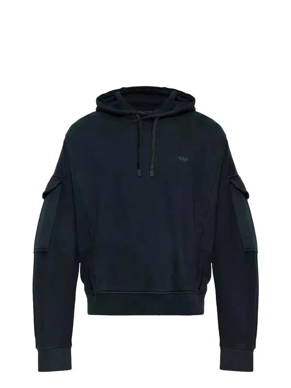 Emporio Armani Hooded Sweatshirt With Embroidered Logo - Blue