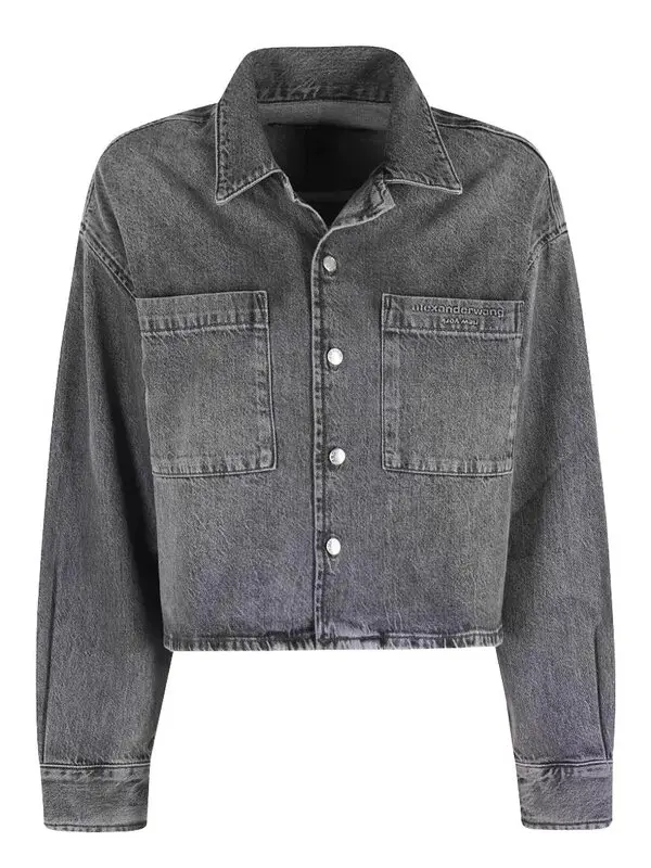 Alexander Wang Cropped Denim Shirt - Grey