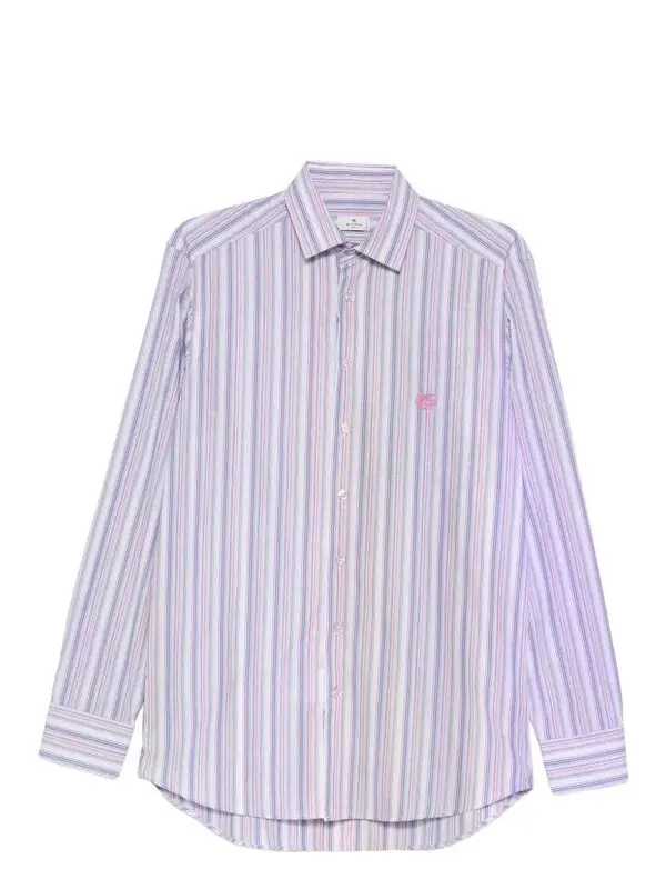 Etro Striped Embroidered-logo Shirt - Blue