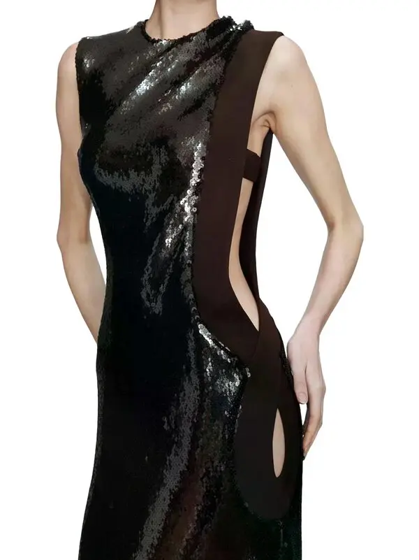 Christopher Esber Sequin Cutaway Dress - Black