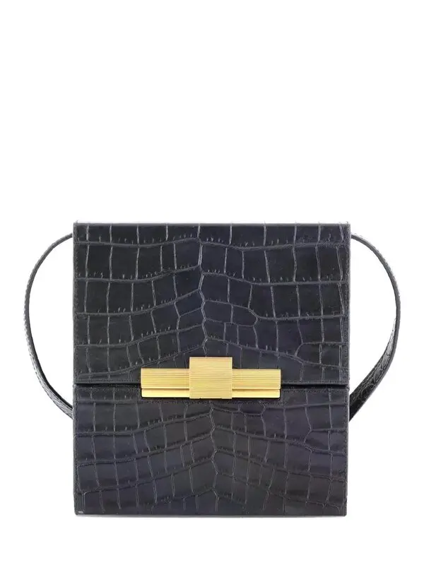 Bottega Veneta Daisey Crocodile Embossed Leather Crossbody Bag - Black