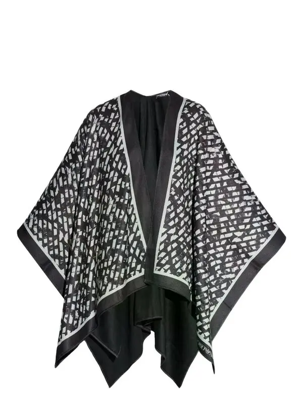 Emporio Armani Patterned Cape - Black