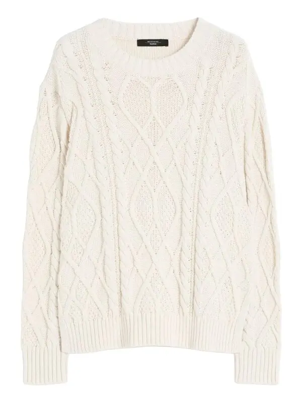 Max Mara Cable And Diamond Knit Cotton Sweater - Ecru