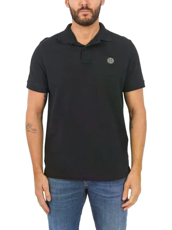 Stone Island Logo-badge Polo Shirt - Black