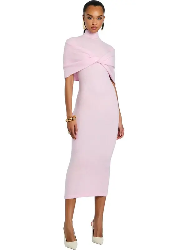 SEROYA Wisteria Knit Midi Dress - Ballet Pink