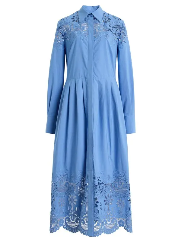 Valentino Garavani Embroidered Silk Shirt Dress - Blue