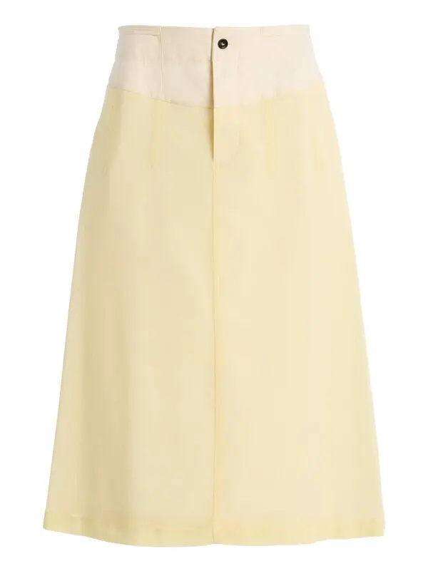 Bottega Veneta Cotton Gauze A-line Midi Skirt - Yellow