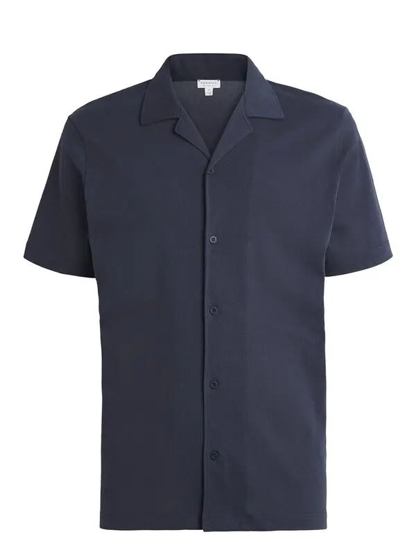 Sunspel Supima Cotton Riviera Shirt - Navy