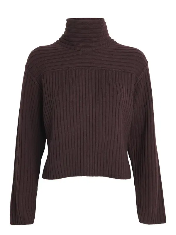 Theory Merino Wool Rollneck Sweater - Brown