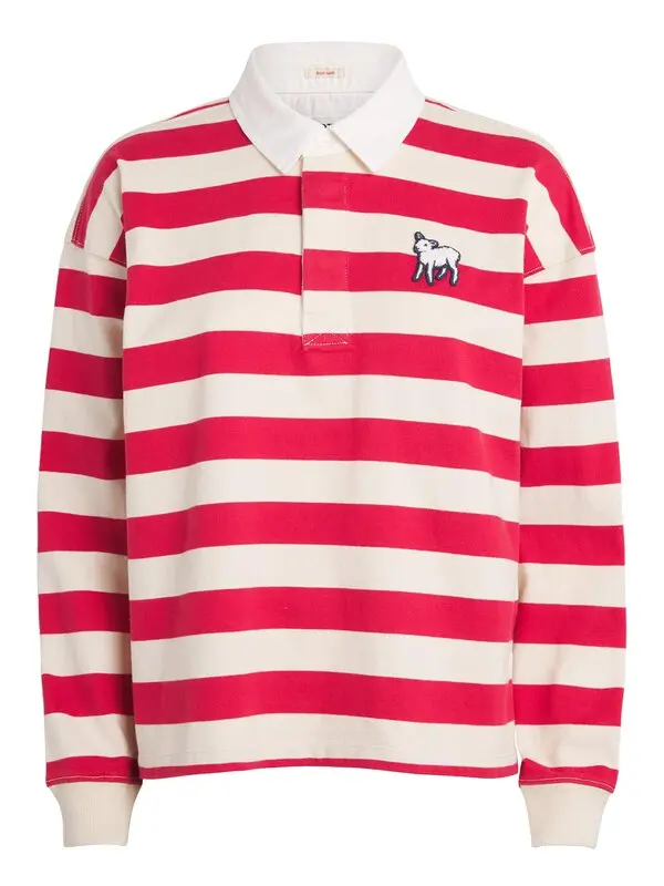 MOTHER Cotton Boxy Match Polo Shirt - Red