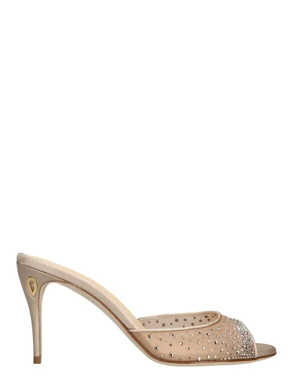 Jennifer Chamandi Embellished Guido Mules - Nude