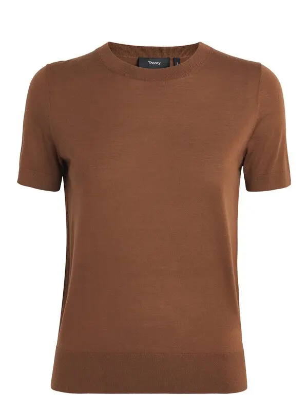Theory Merino Wool T-shirt - Brown