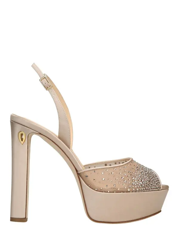 Jennifer Chamandi Embellished Antonio Slingback Sandals - Nude