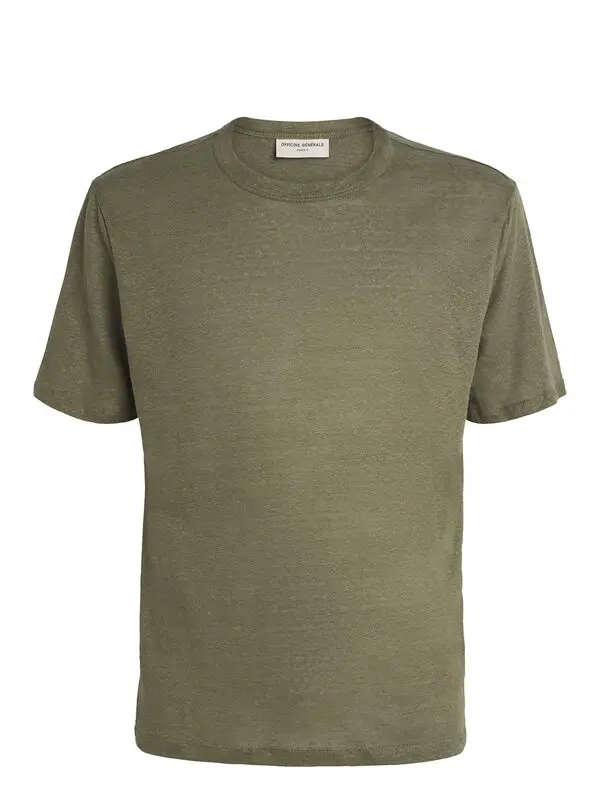 Officine Générale Linen Garment-dyed T-shirt - Green
