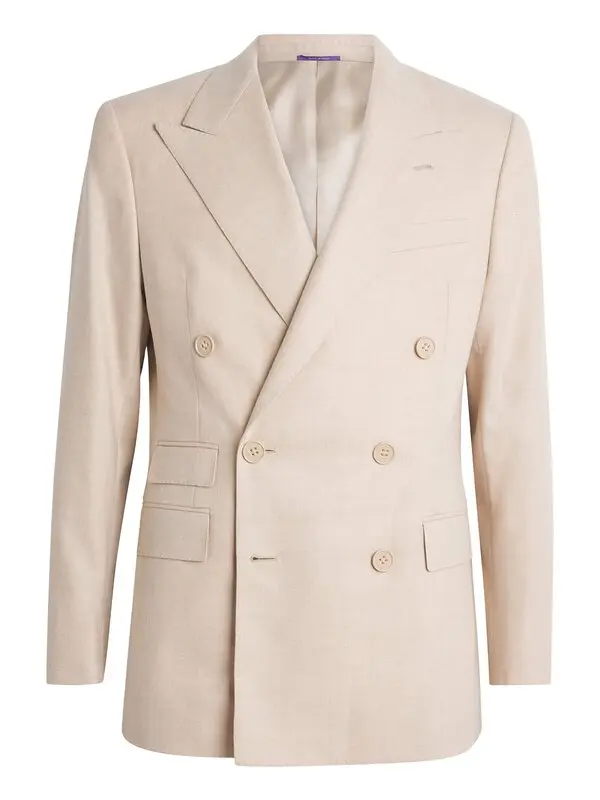 Ralph Lauren Purple Label Wool Kent Double-breasted Blazer - Beige
