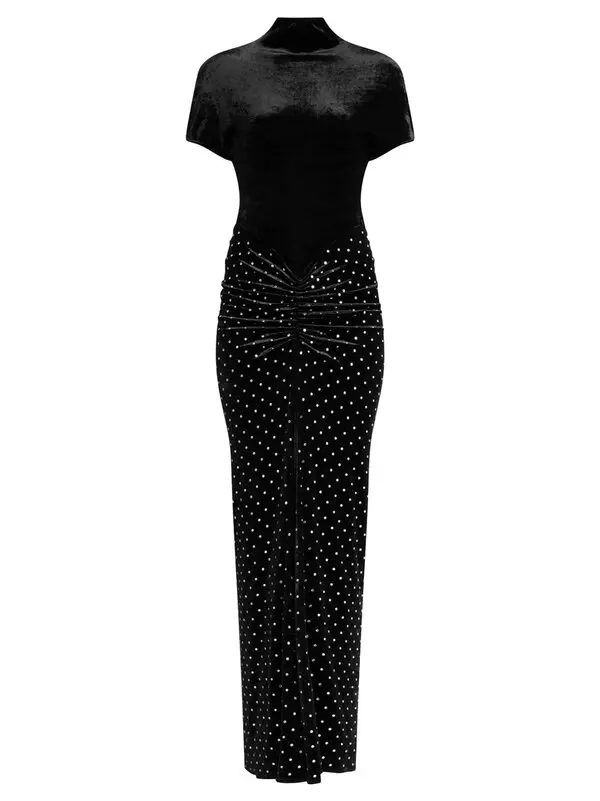 Alaïa Crystal-embellished Draped Maxi Dress - Black