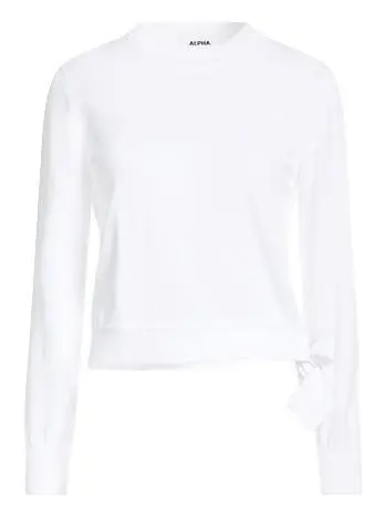 Alpha Studio Cotton Crewneck Sweater - White