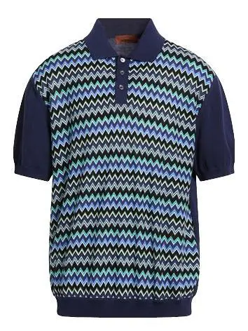 Missoni Cotton Knit Short Sleeve Sweater - Navy