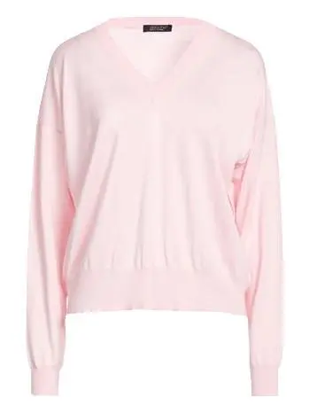 ARAGONA Knitted V-neck Sweater - Pink