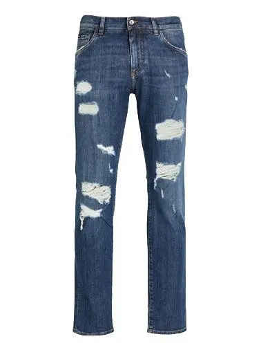 Dolce & Gabbana Tapered Jeans With Distressed Detail - Blue