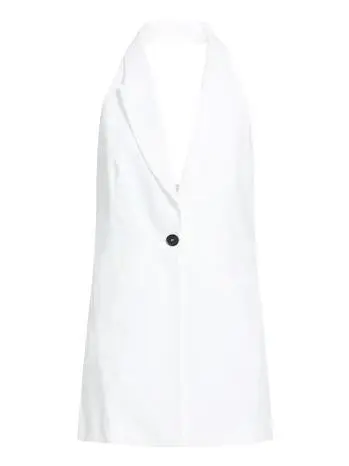 Liviana Conti Linen Top With Lapel Collar - White