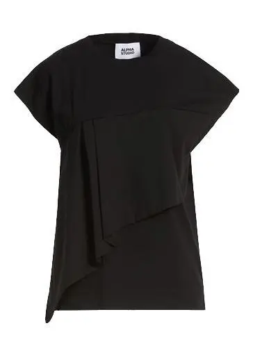 Alpha Studio Cotton-elastane T-shirt - Black