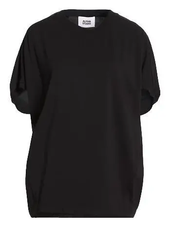 Alpha Studio Cotton Blend Basic Tee - Black