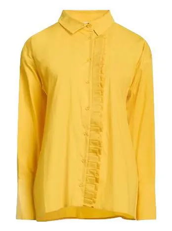 Alpha Studio Ruched Stretch Poplin Shirt - Yellow