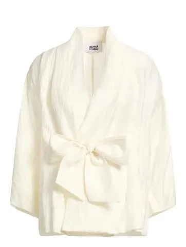 Alpha Studio Kimono Jacket With Belt - White