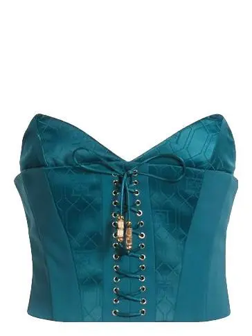 Elisabetta Franchi Crepe Jacquard Corset Top - Green