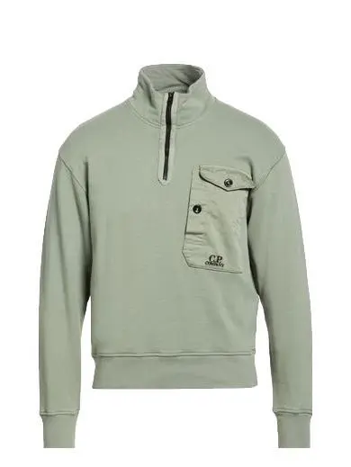 C.P. COMPANY Cotton-elastane Half-zip Sweatshirt - Sage Green