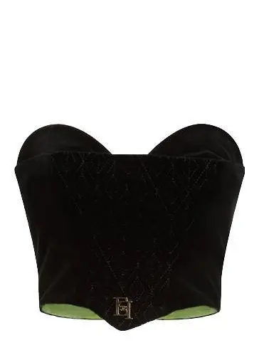 Elisabetta Franchi Strapless Corset Top - Black