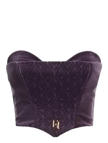 Elisabetta Franchi Strapless Corset Top - Purple