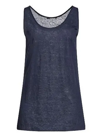 ARAGONA Linen Tank Top - Navy
