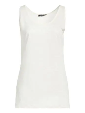 ARAGONA Linen Tank Top - White