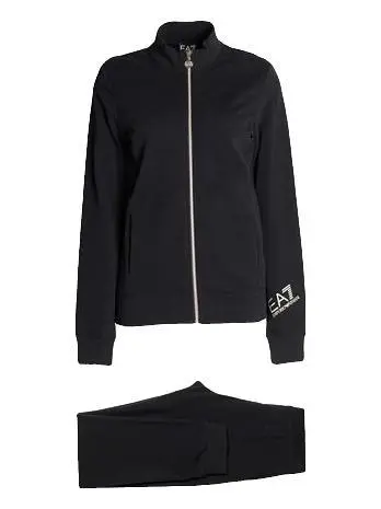EA7 Tracksuit With Brand Logo And Knitted Trims - Black