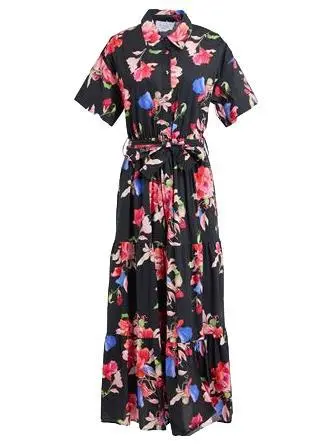 KAOS Floral-print Cotton Maxi Dress - Black