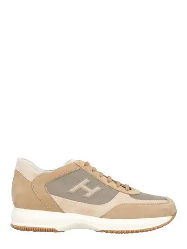 Hogan Sand Leather And Textile Sneakers - Beige