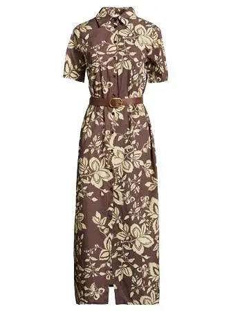 VICOLO Maxi Shirt Dress - Brown