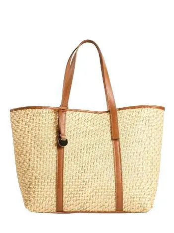 LAURA DI MAGGIO Leather And Raffia Shopper Bag - Brown