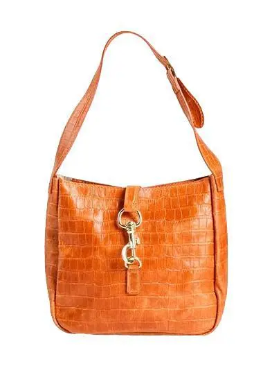 LAURA DI MAGGIO Leather Hobo Bag With Crocodile Print - Orange
